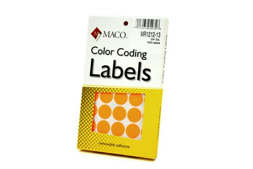 MR-1212-13 Fl Orange Color Coded Labels 3/4" - Tigerseal